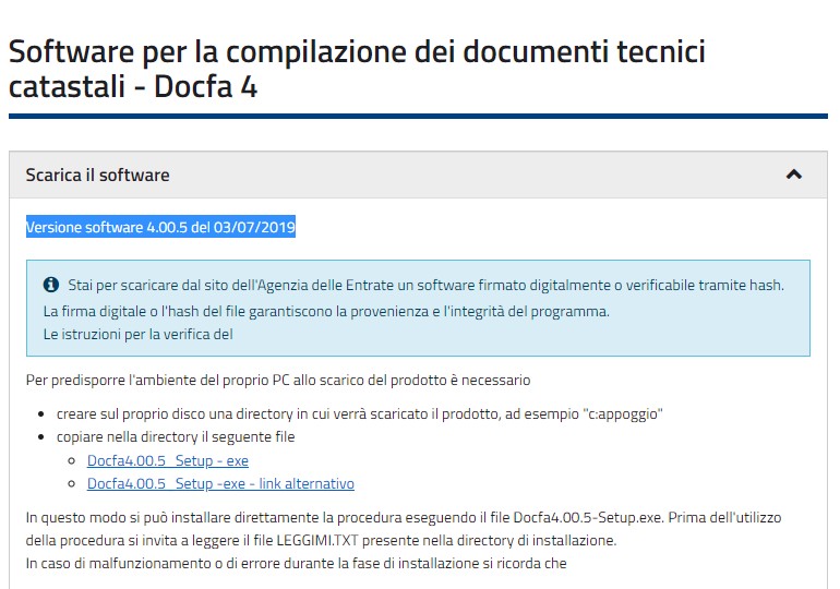 Nuova versione di DOCFA