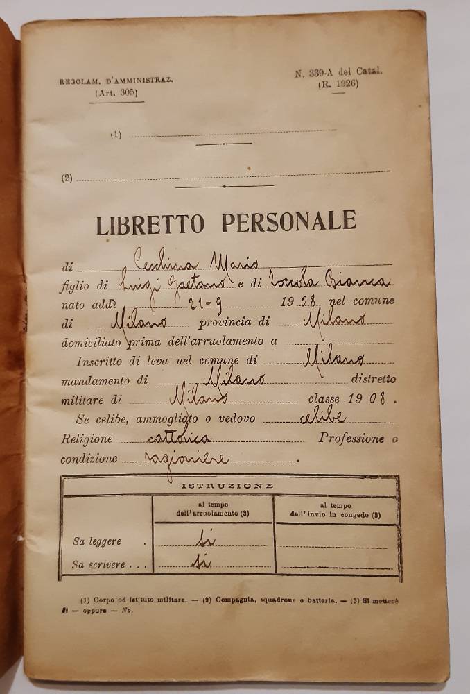 Il Libretto Personale del "re delle garze" (Mario Ceschina)