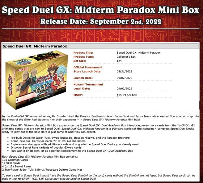 Speed Duel GX: Midterm Paradox