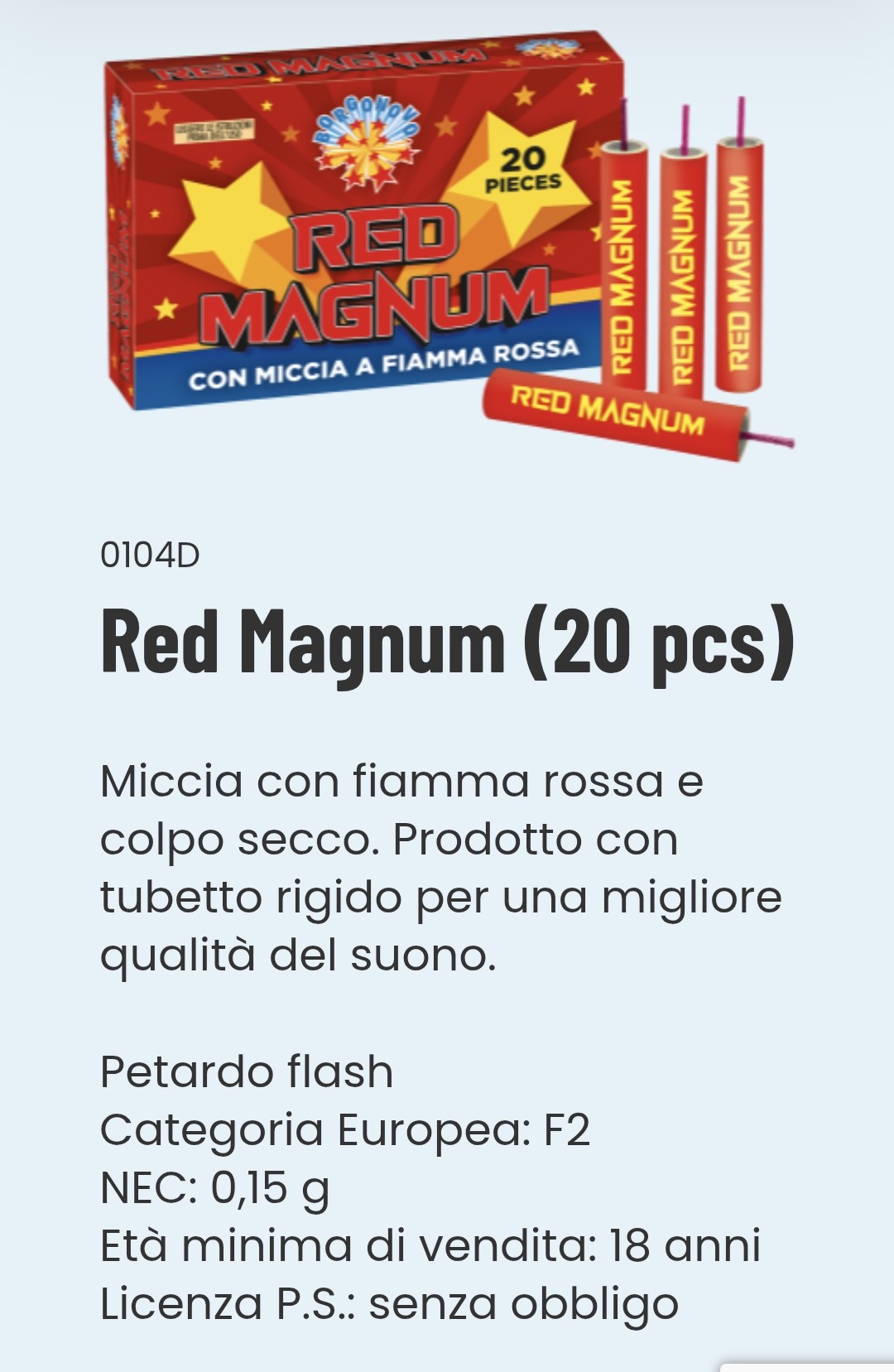 Nuovo petardo Red Magnum Borgonovo
