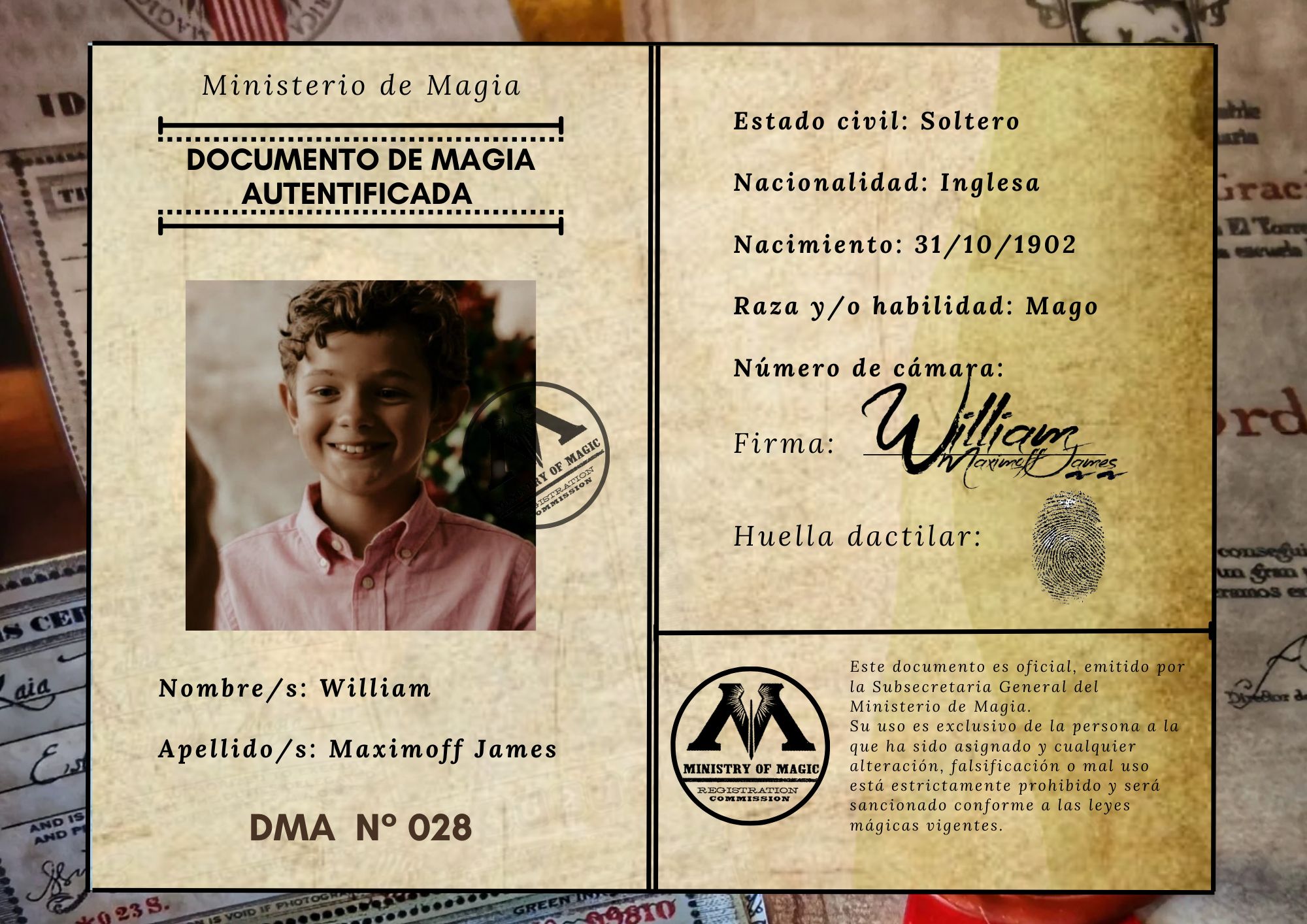 William "Billy" Maximoff James | Presentación personal