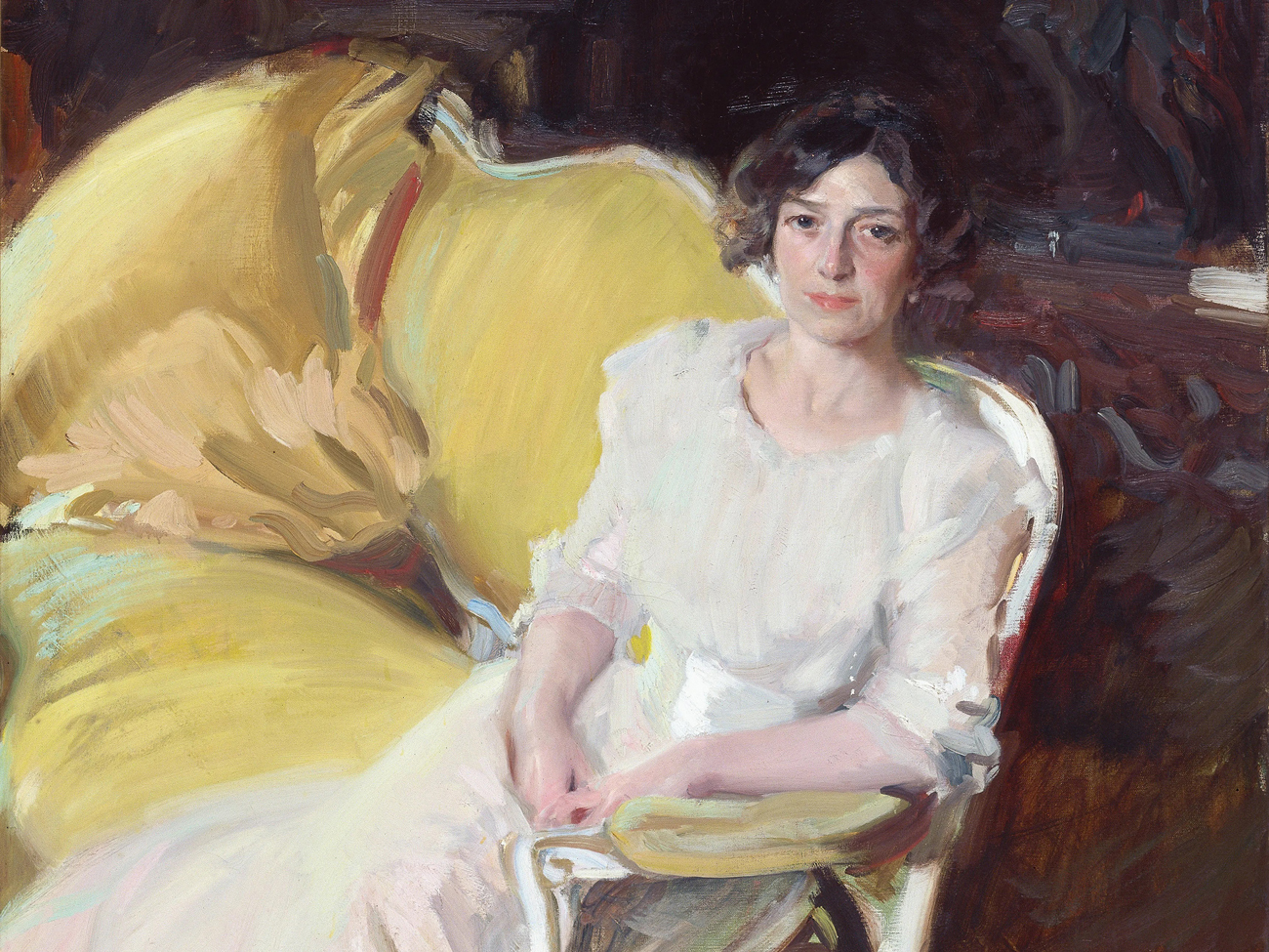 Clotilde seduta sul sofà (Clotilde sentada en un sofá)