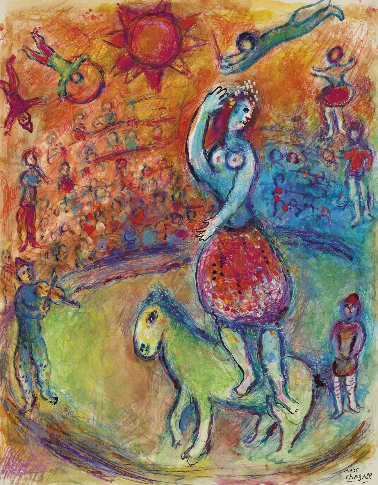 Ecuyère sur cheval vert au cirque - Marc Chagall