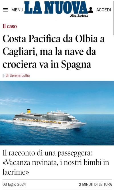 Costa Crociere vacanza da incubo, crociera rovinata per passeggeri di Costa Pacifica