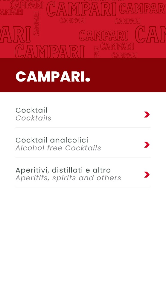 Costa Crociere menù Bar "Campari"