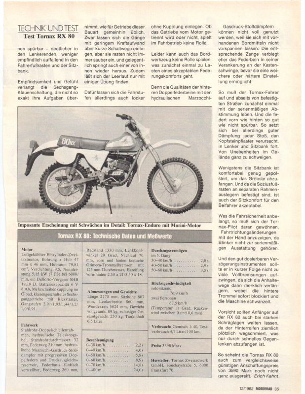 Tornax RX 80 6 marce