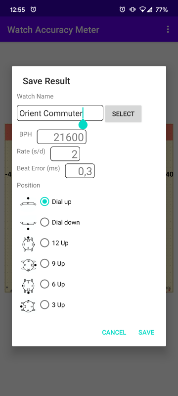 Watch Accuracy Meter - App per orologi meccanici