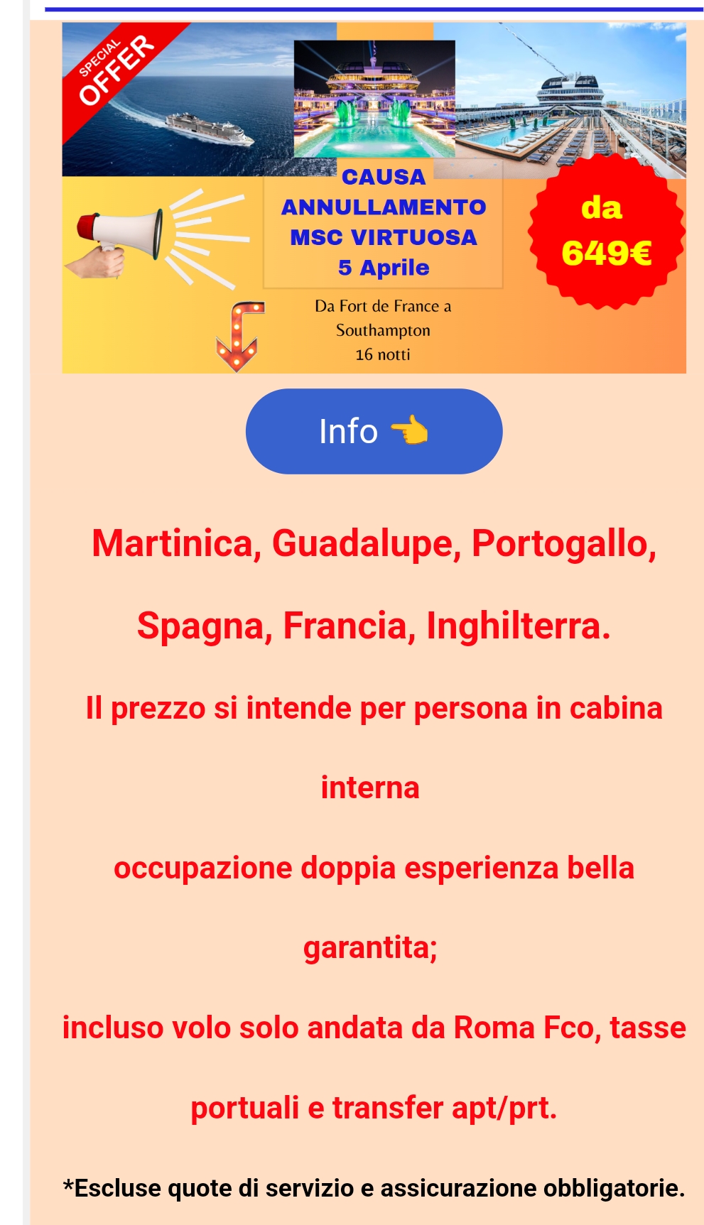 Last second transatlantica MSC Crociere a 880€ a persona volo tax quote e assicurazione incluse
