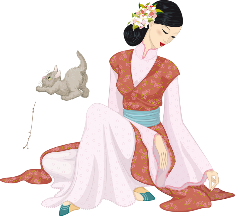 RAGAZZE IN STILE ORIENTALE IN PNG (MATERIALE GRAFICO)