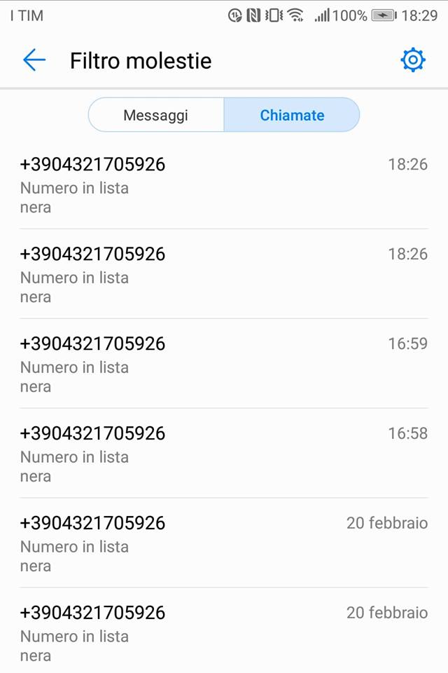 LISTA NERA NUMERI TELEFONICI