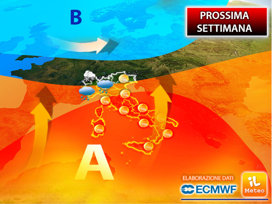 Prossima settimana: Lunedì perturbazione, poi rimonta dell'alta pressione