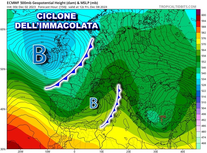 Prossima settimana molto fredda; poi arriva il Ciclone dell'Immacolata